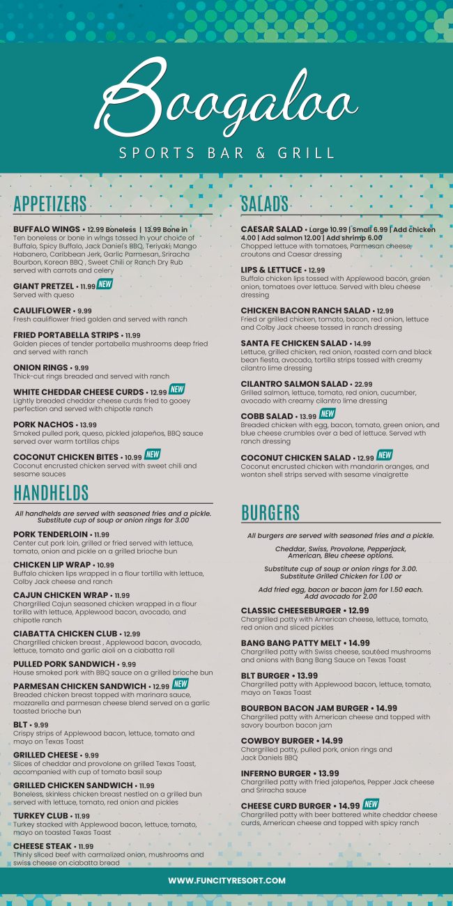 Boogaloo Menu - FunCity
