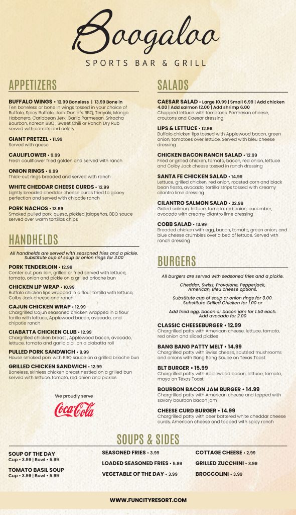 Boogaloo Menu - FunCity
