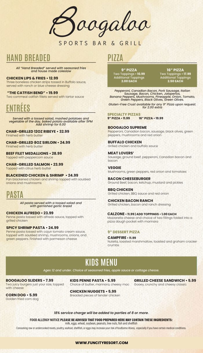 Boogaloo Menu - FunCity