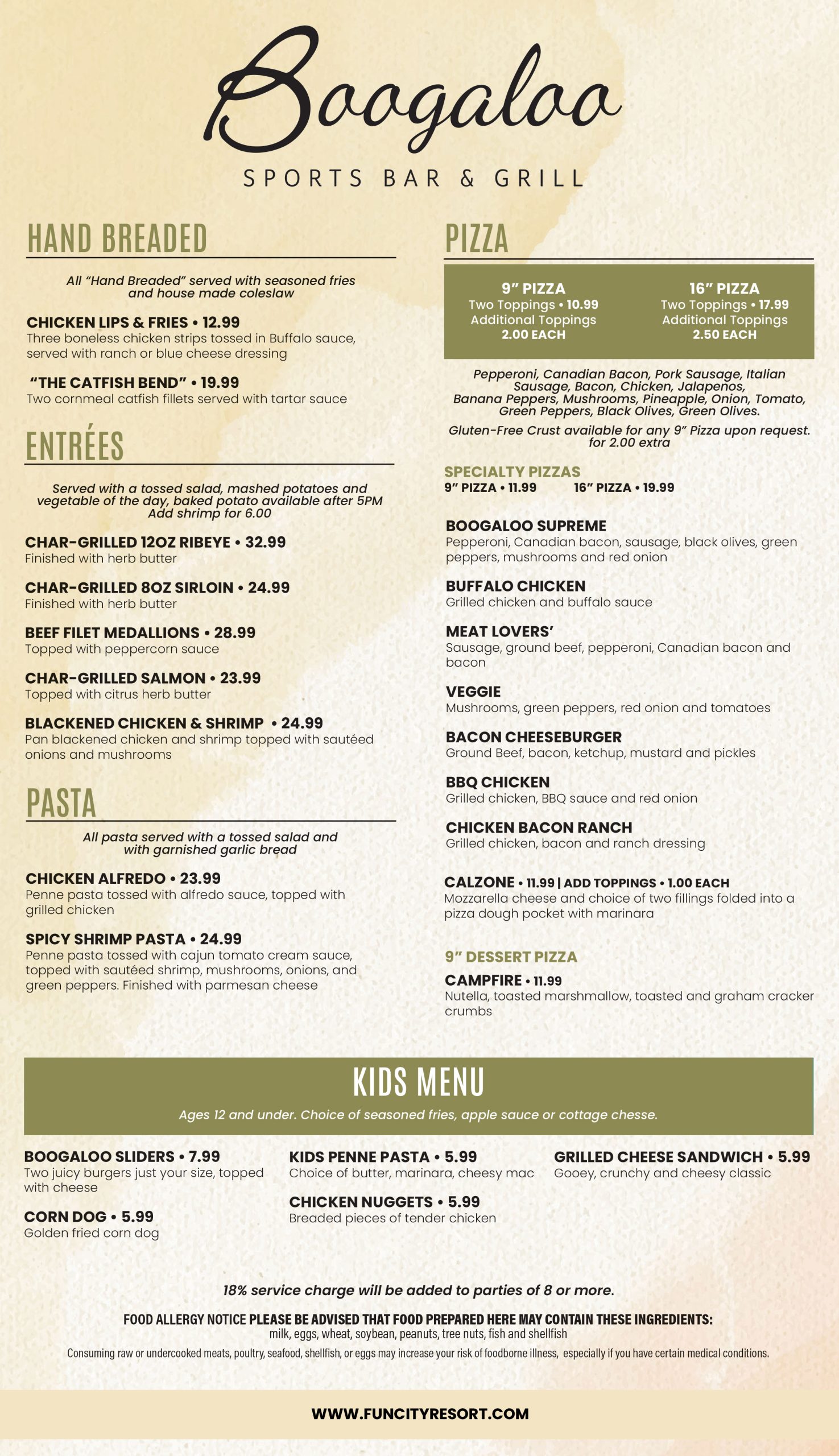 Boogaloo Menu - FunCity