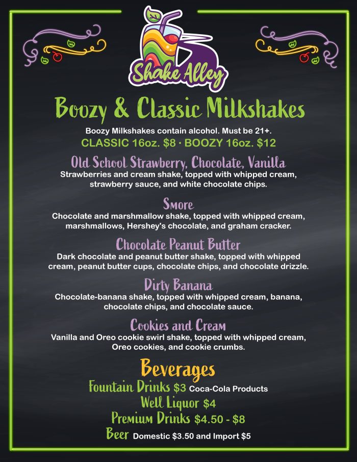 Lucky Street & Shake Alley menus - FunCity