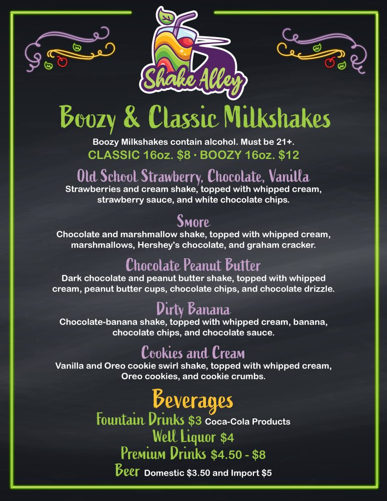 Lucky Street & Shake Alley menus - FunCity