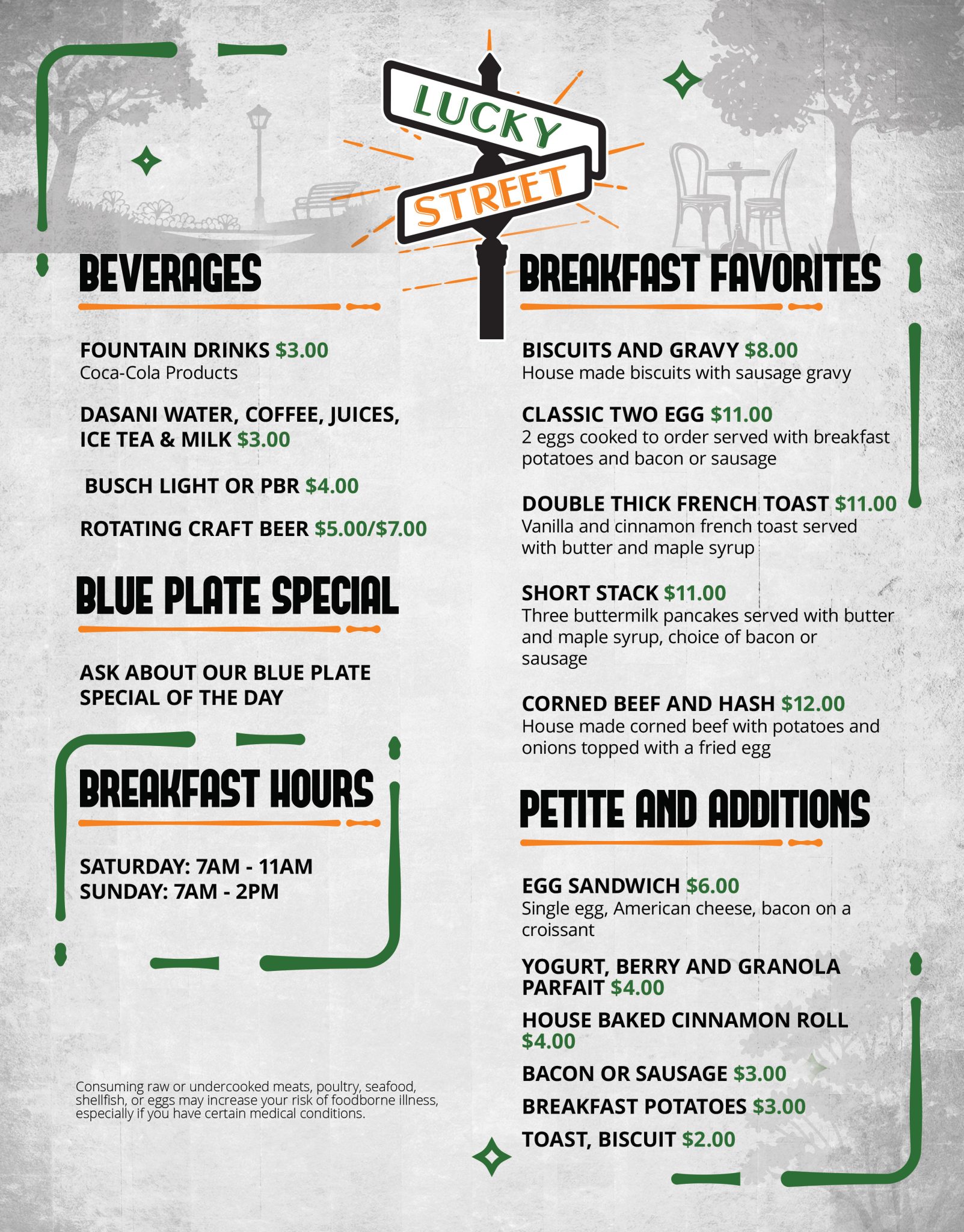 Lucky Street & Shake Alley menus - FunCity