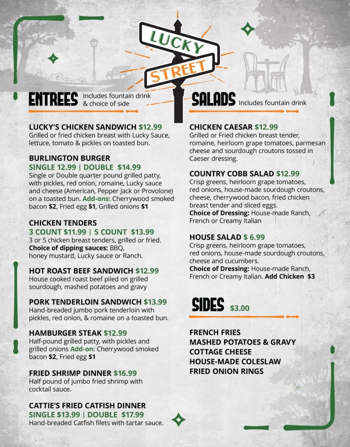 Lucky Street & Shake Alley menus - FunCity