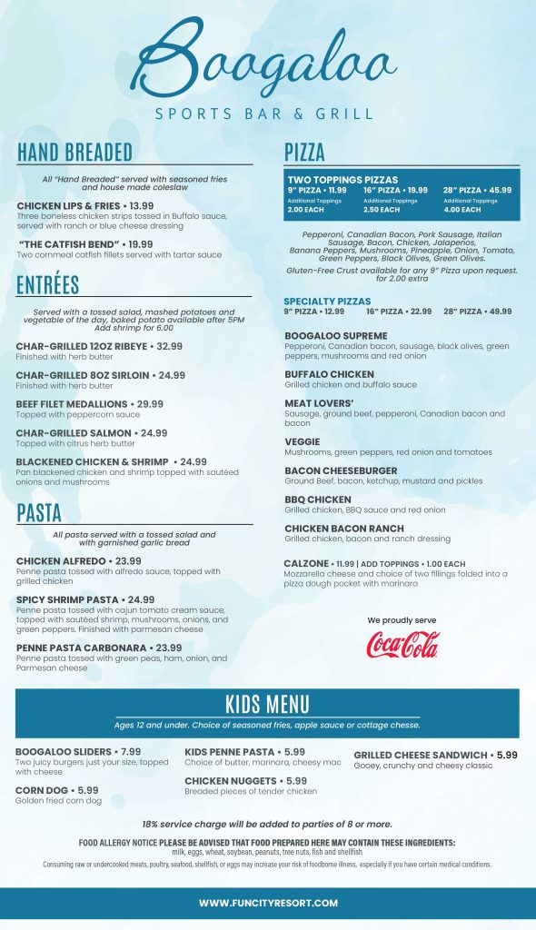 Boogaloo Menu - FunCity